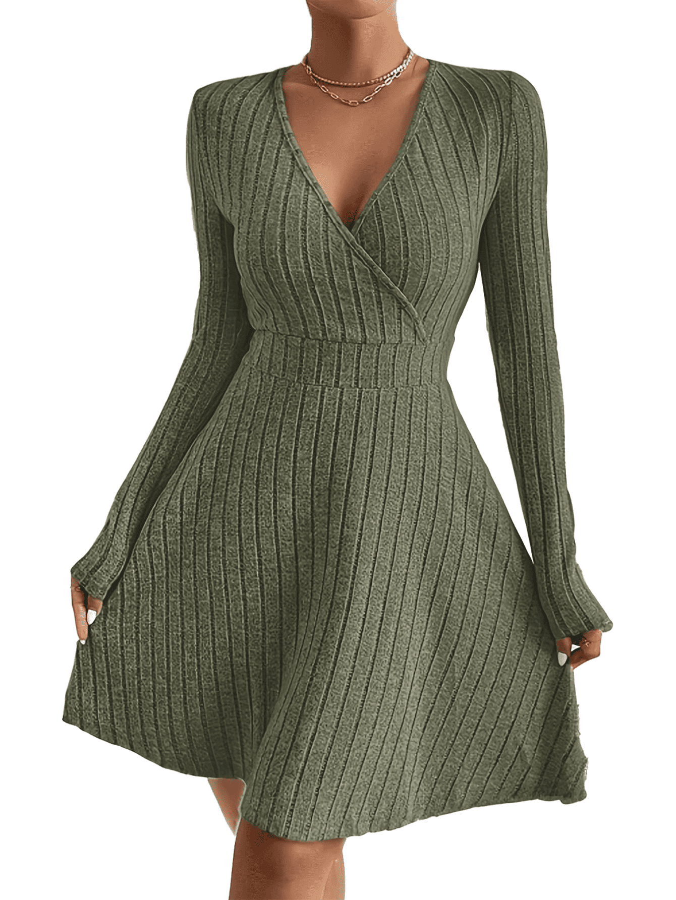 Anyshow Women's Ribbed Knit Dresses Fall Winter 2024 Long Sleeve Casual ...