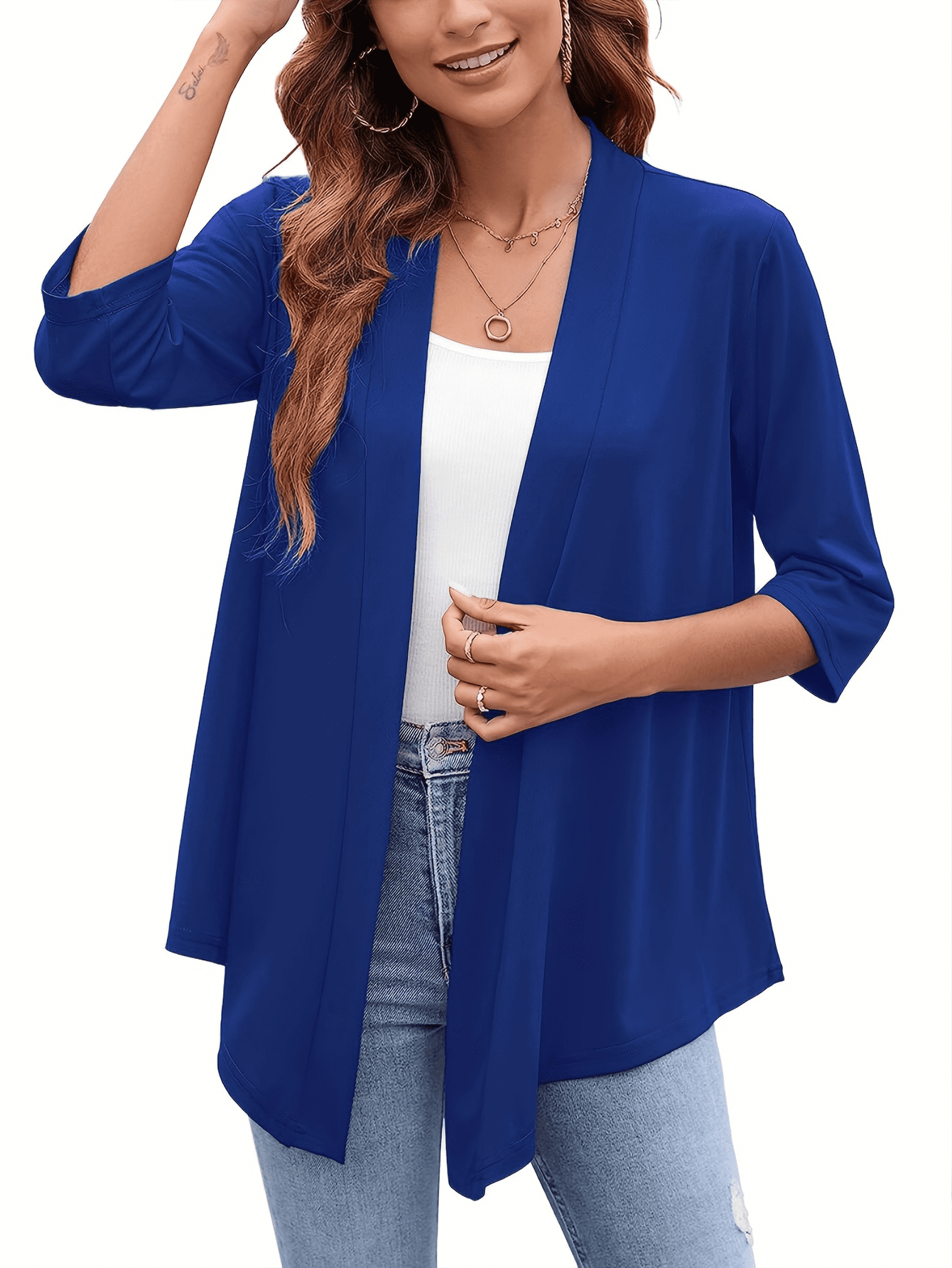 Anyshow Women's Lightweight Open Front Cardigans 3/4 Sleeve Casual ...