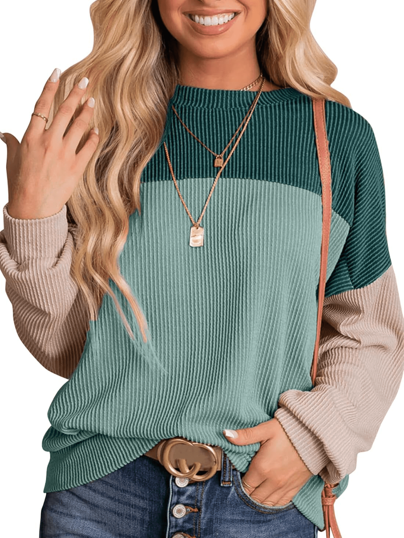 Anyshow Striped Colorblock Sweatshirts for Women Long Sleeve Crewneck ...