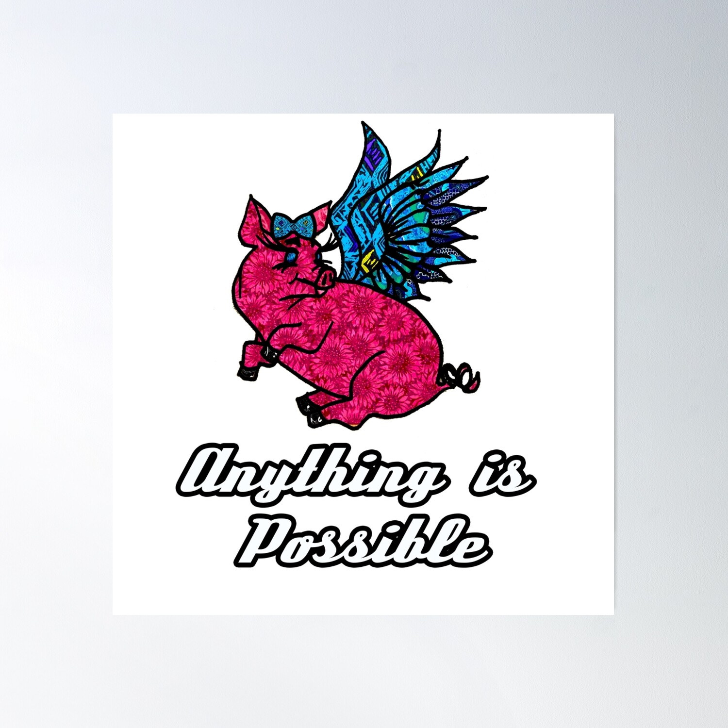 Anything Is Possible Flying Pig Poster Wall Art, Modern Wall Decor ...