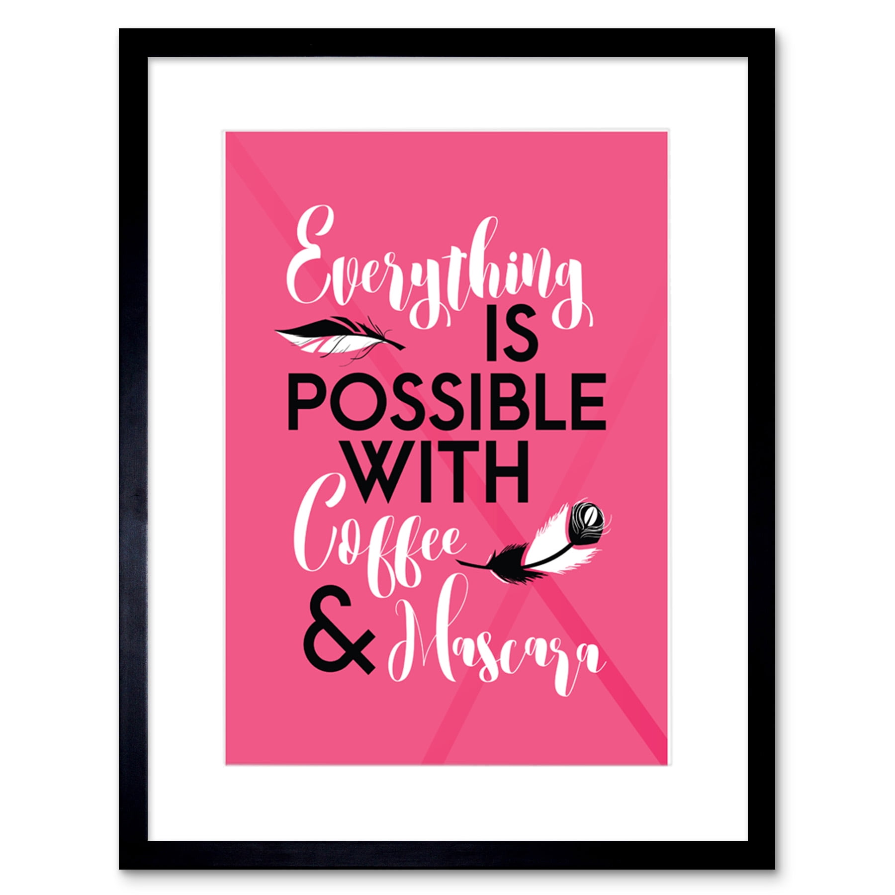 Anything Possible Coffee Mascara Feathers Framed Wall Art Print ...