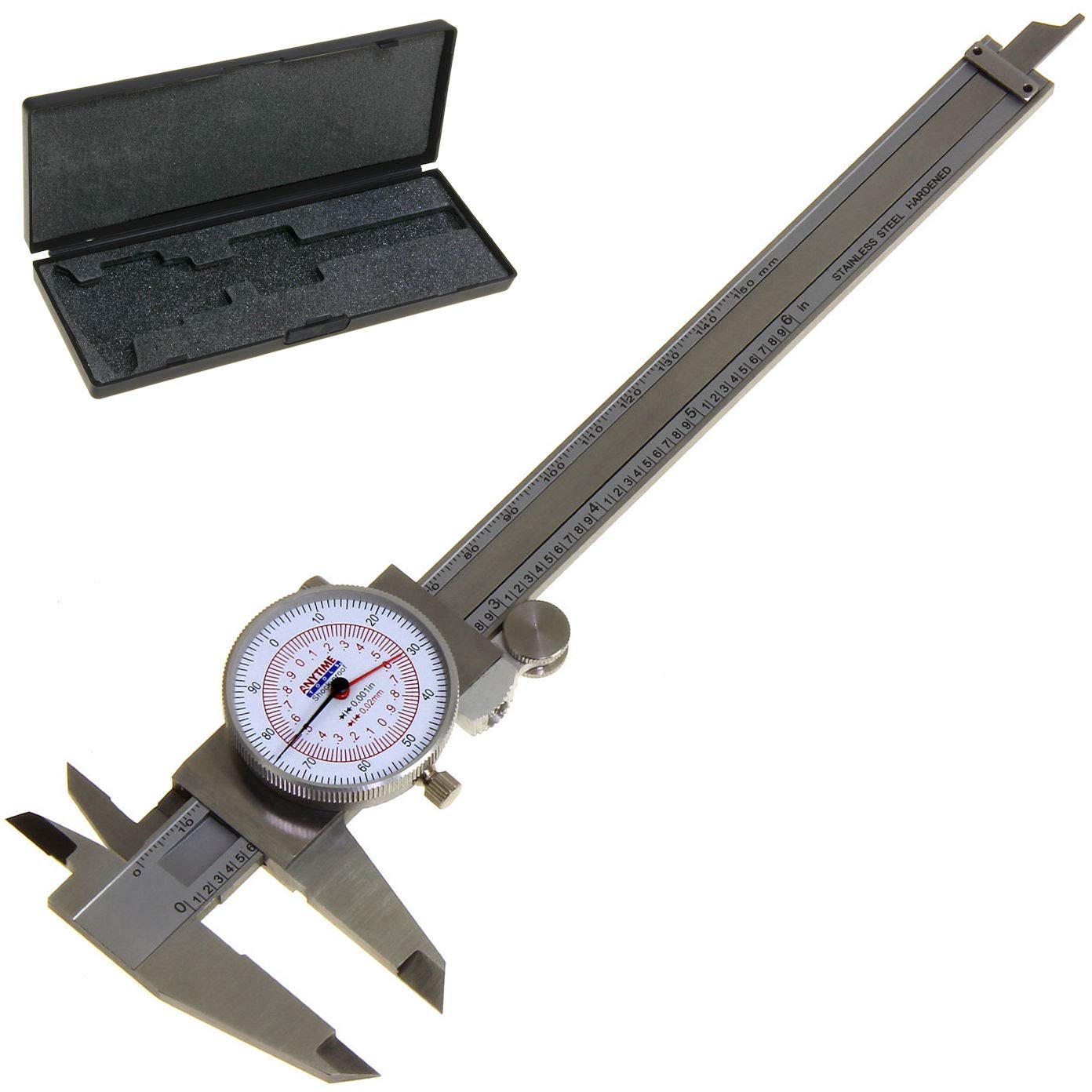 Anytime Tools Dial Caliper 6" / 150mm Dual Reading Scale Metric SAE ...