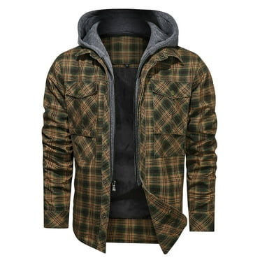 Scodi Hooded Flannel Shirts for Men Casual Button Down Plaid Shirt ...