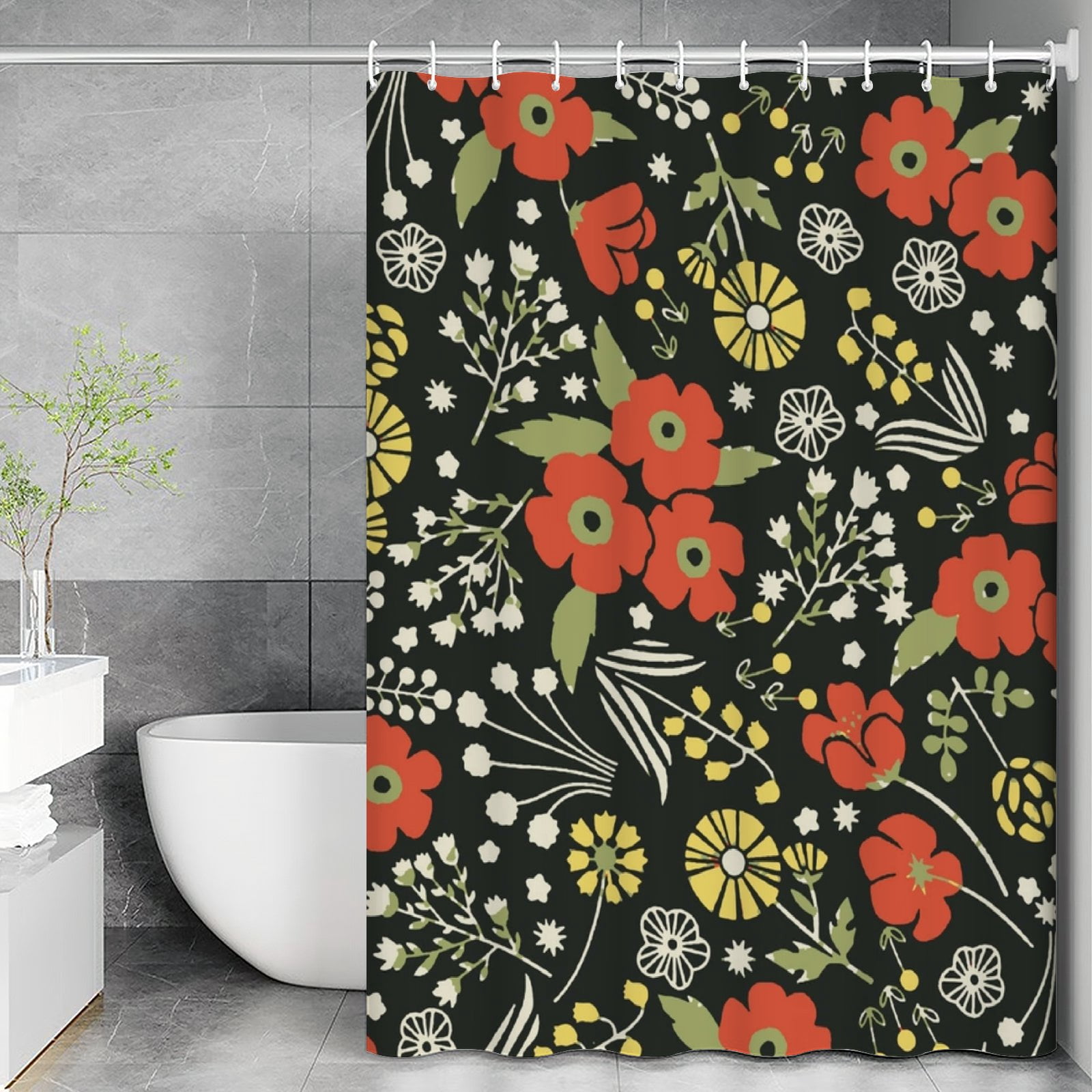 Anyway.go Bathroom Shower Curtain Waterproof Bathtub Curtains for Hotel ...