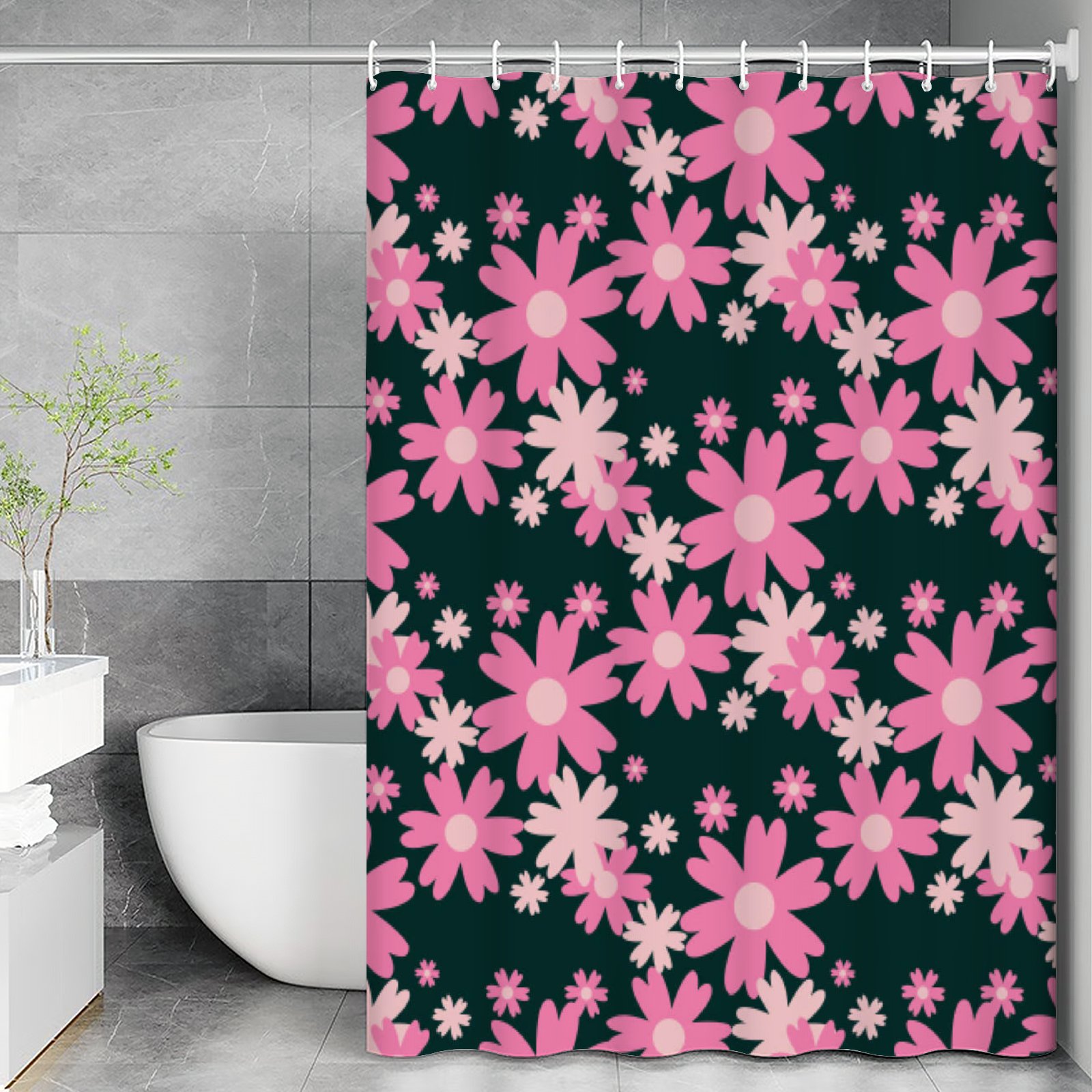 Anyway.go Bathroom Shower Curtain Waterproof Bathtub Curtains for Hotel ...