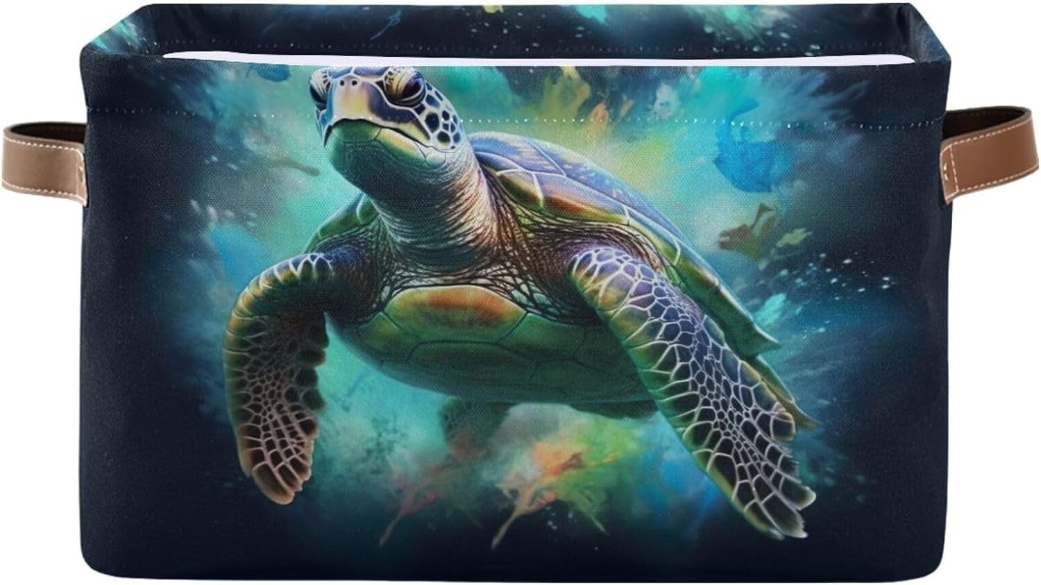Anyway.go Green Sea Turtle Shelf Storage Baskets, Foldable Fabric ...