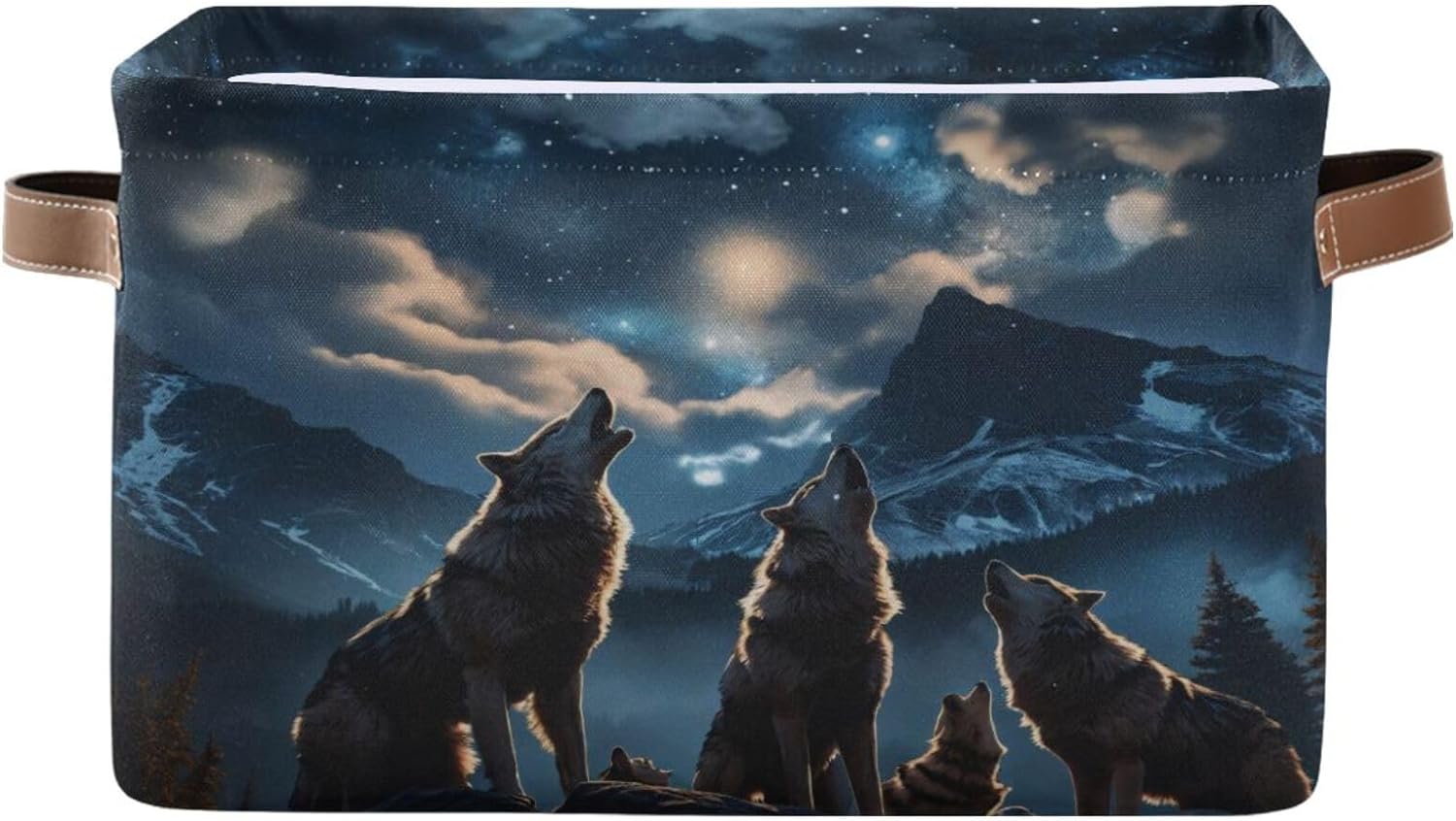 Anyway.go Howling Wolves Shelf Storage Baskets, Foldable Fabric Storage ...