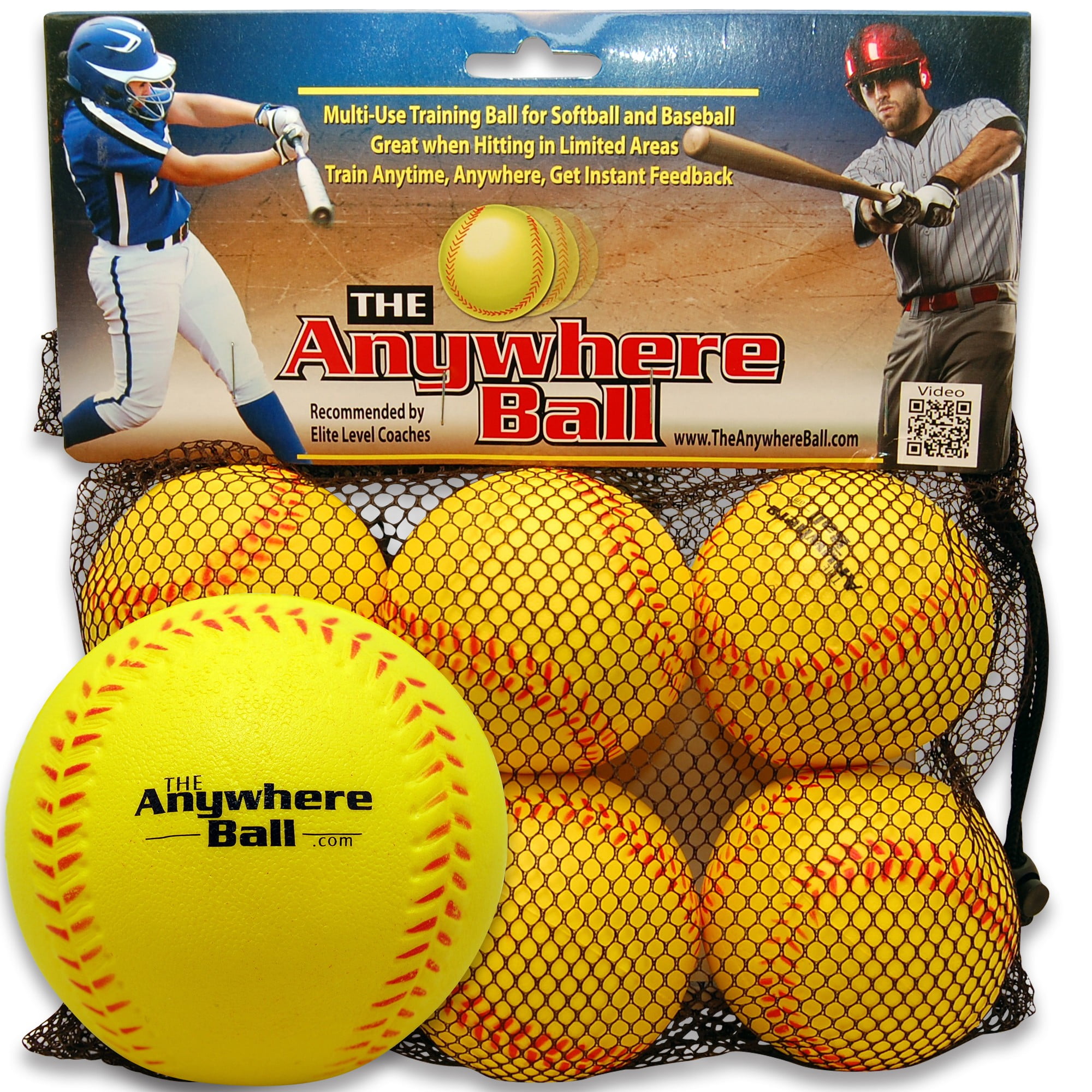 Anywhere Sports: The Anywhere Ball - 6 Pack - 3" Yellow Squishy Foam ...