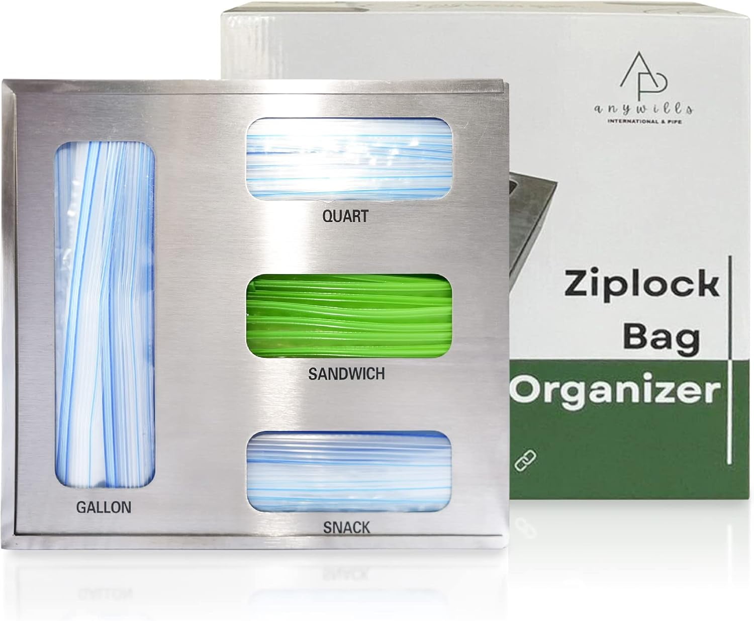 Anywills Ziplock Bag Storage Organizer for Kitchen Drawer, Stainless ...