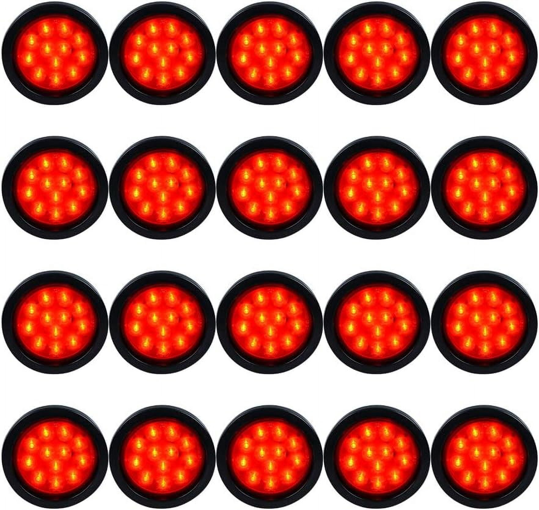 Anzio 20X Universal 4" Round RED 12-LED Trailer Fog Brake Stop Tail ...