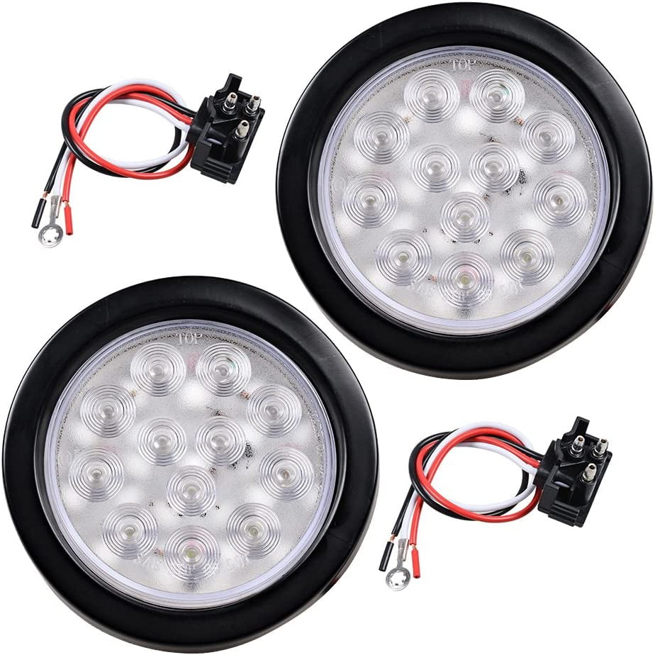 Anzio 2pcs Universal Red 12 LED 4" Round Back-up Reverse Light Truck ...