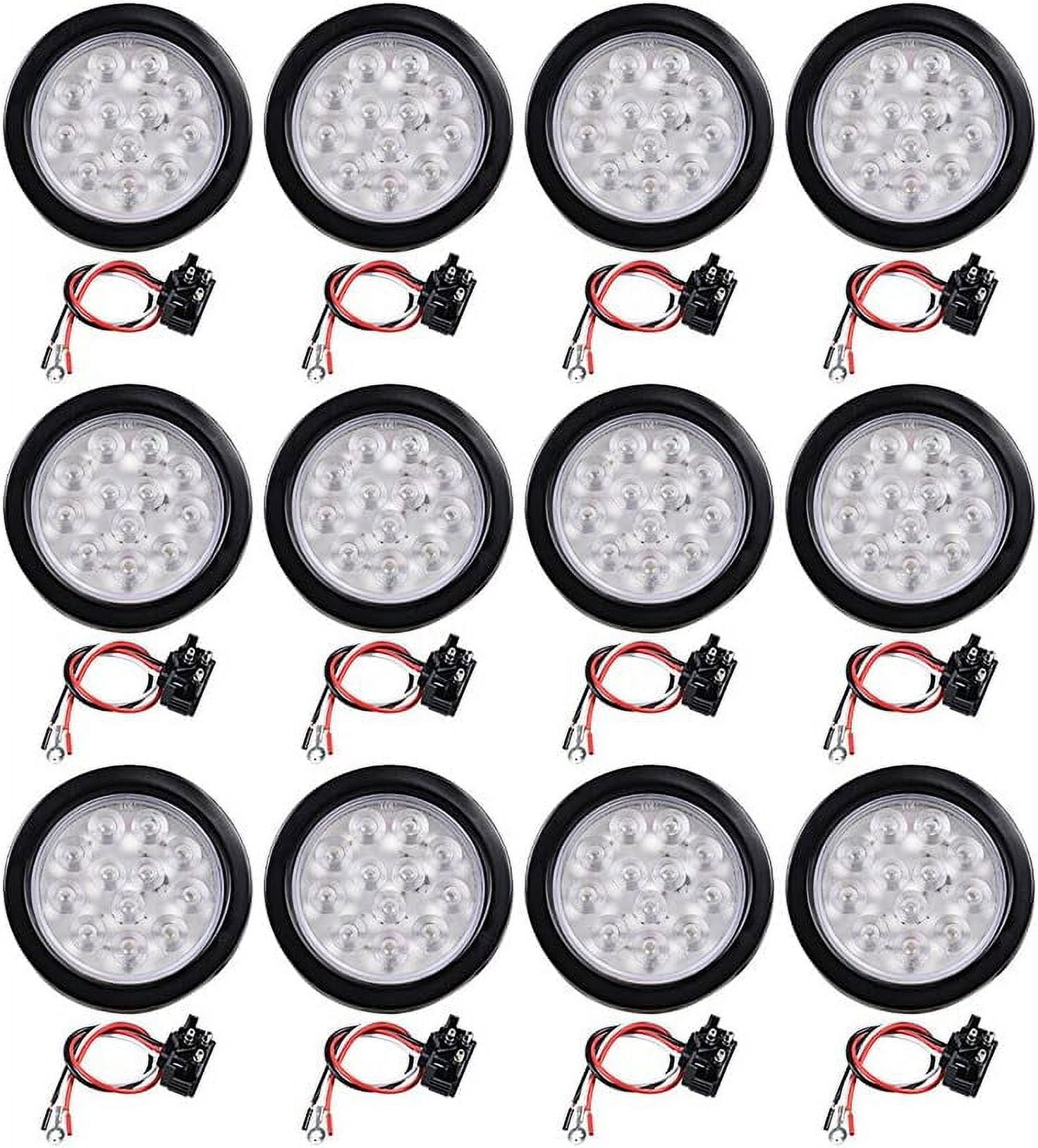Anzio 4" Round 12-LED Trailer Tail Light Kit Stop Turn Brake Reverse ...