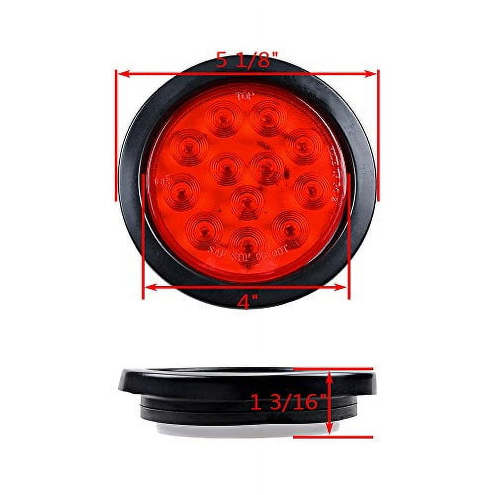 Anzio 4" Round 12-LED Trailer Tail Light Kit Stop Turn Brake Reverse ...