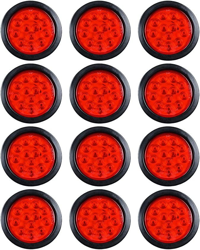 Anzio 4" Round 12-LED Trailer Tail Light Kit Stop Turn Brake Tail Light ...