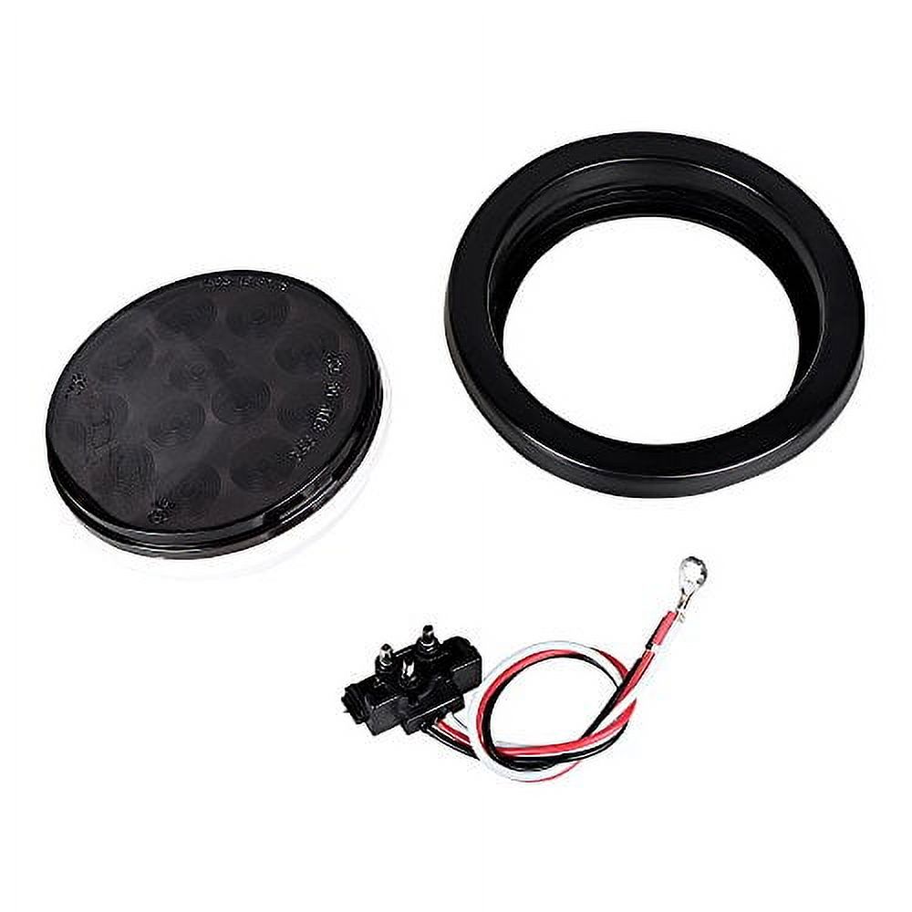 Anzio 4pcs 4" Round 12-LED Smoke Lens Brake Stop Tail Light Compatible with Cargo Semi Trailer ...