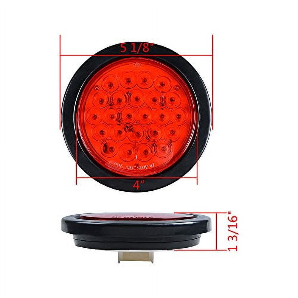 Anzio Red Light-Red Lens 16pcs 24-LED Round Truck Trailer UTE UTV Stop ...