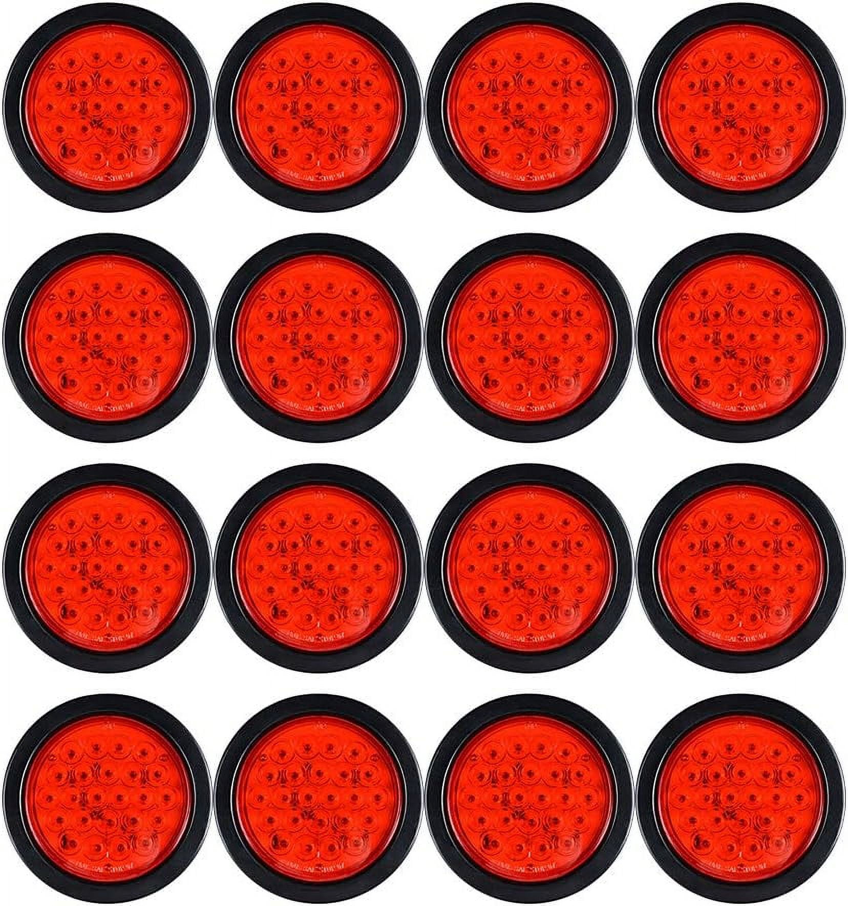 Anzio Red Light-Red Lens 16pcs 24-LED Round Truck Trailer UTE UTV Stop ...