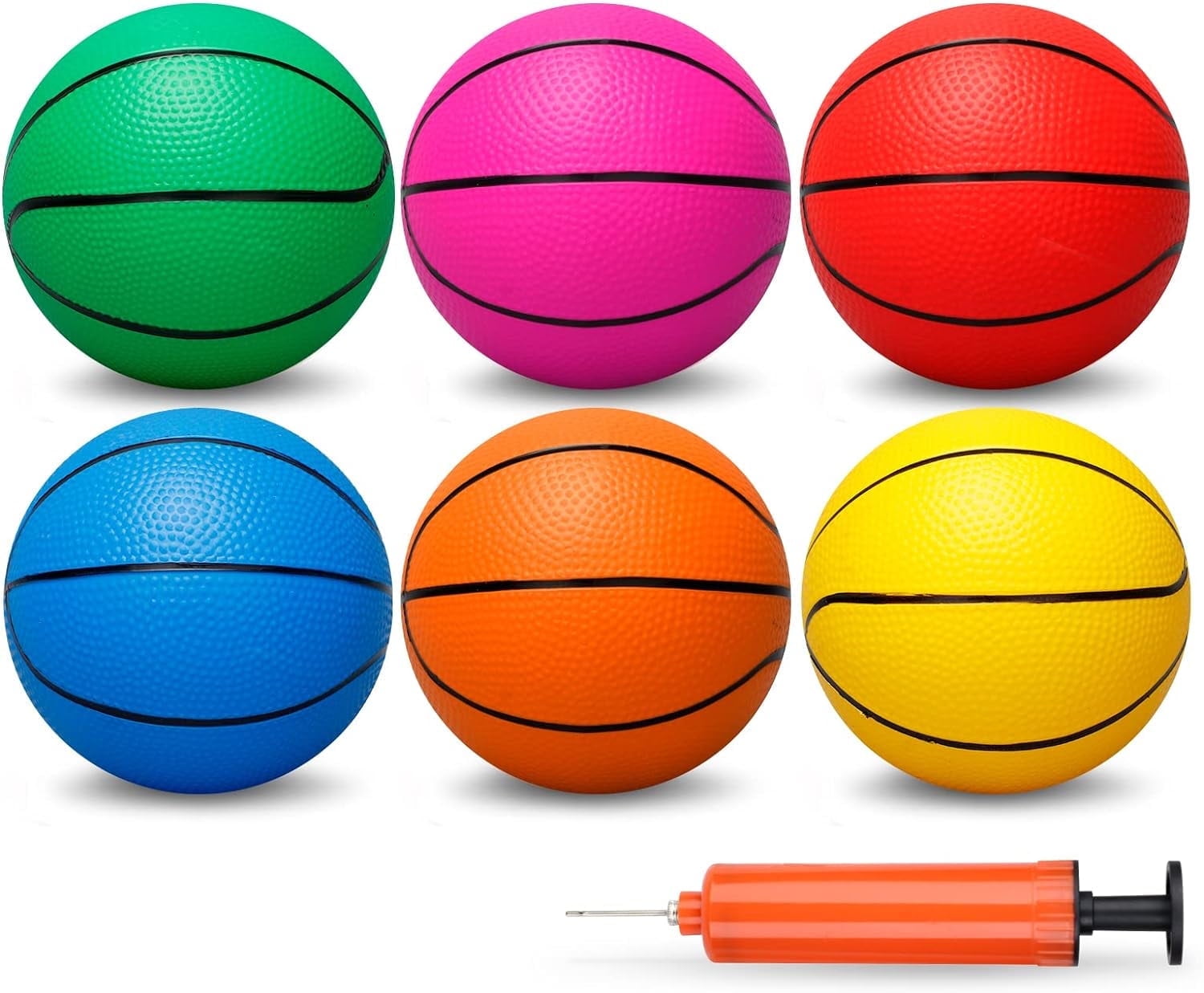 6" Mini Rubber Basketball Balls Set for Indoor/Outdoor Play, Suitable ...
