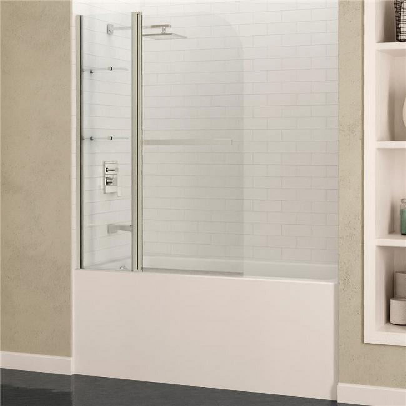 Galleon 48"W x 58"H Frameless Tub Door with TSUNAMI GUARD in Brushed ...