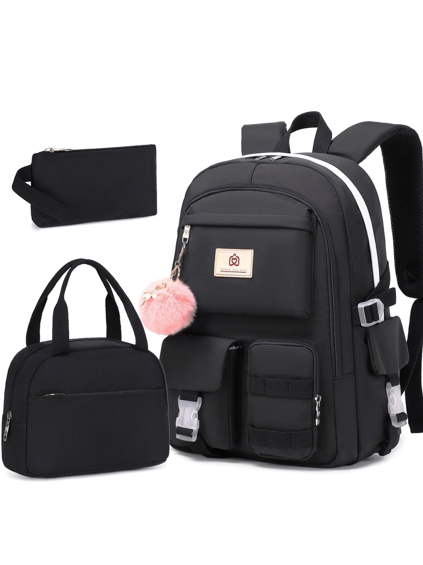 3PCS-With lunch bag, pencil box Laptop Backpack 15.6 Inch Bag College ...