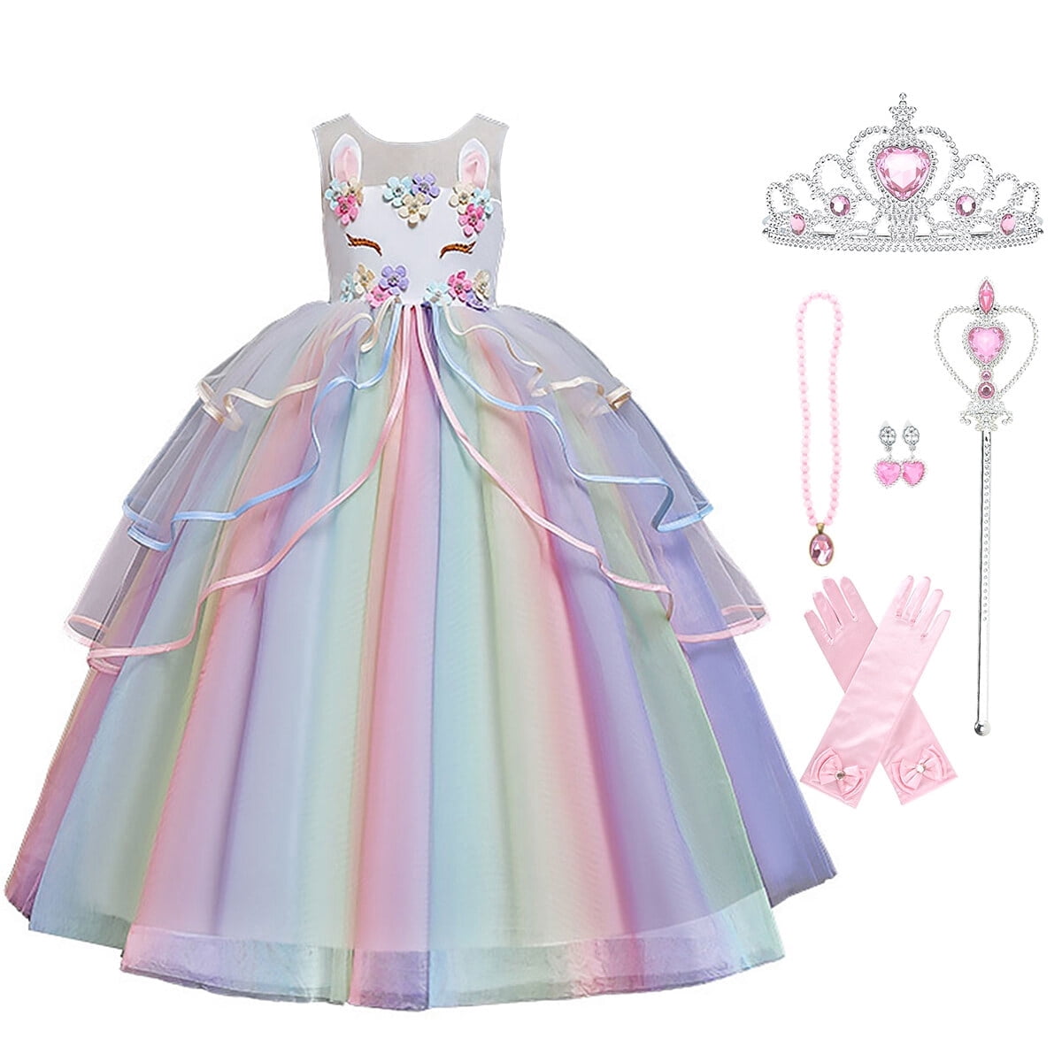 AoDai Girls Princess Dress Fancy Party Costume Dress up Wedding ...