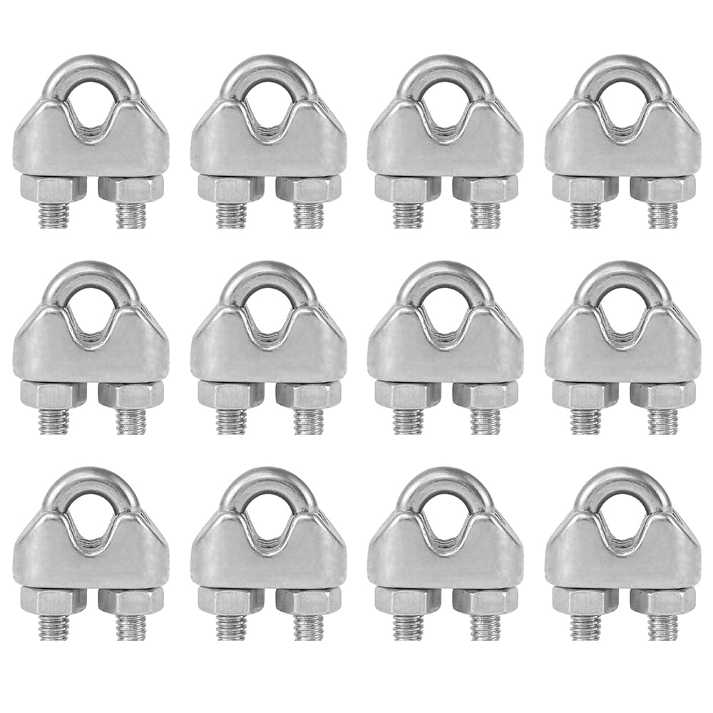 AoHao 12pcs M3 Cable Clamps Heavy Duty 3mm Wire Rope Clip 304 Stainless ...