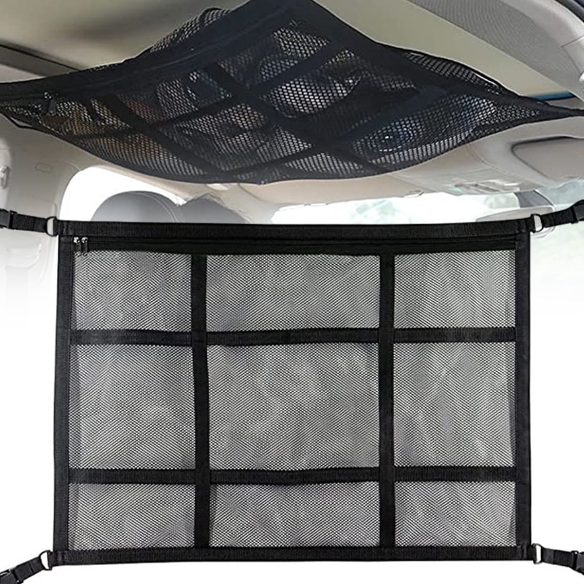 Ghojet Car Ceiling Storage Bag Elasticity Mesh Car Roof Storage ...