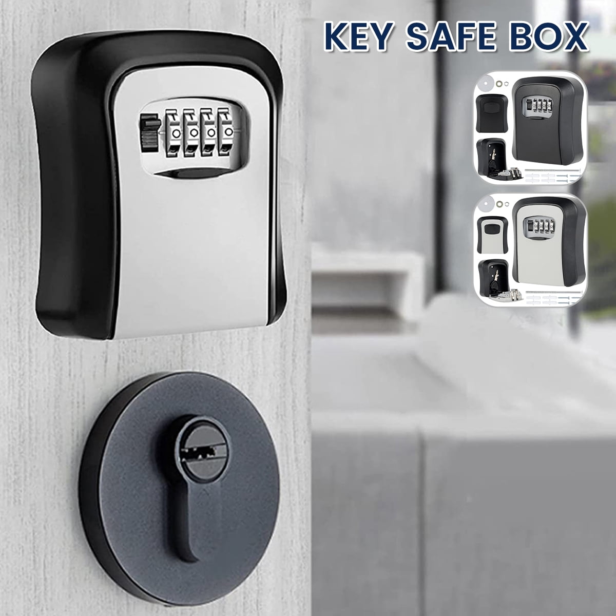Ghojet Key Safe Box, Wall Mounted Outdoor Key Lock Box 4 Digit ...