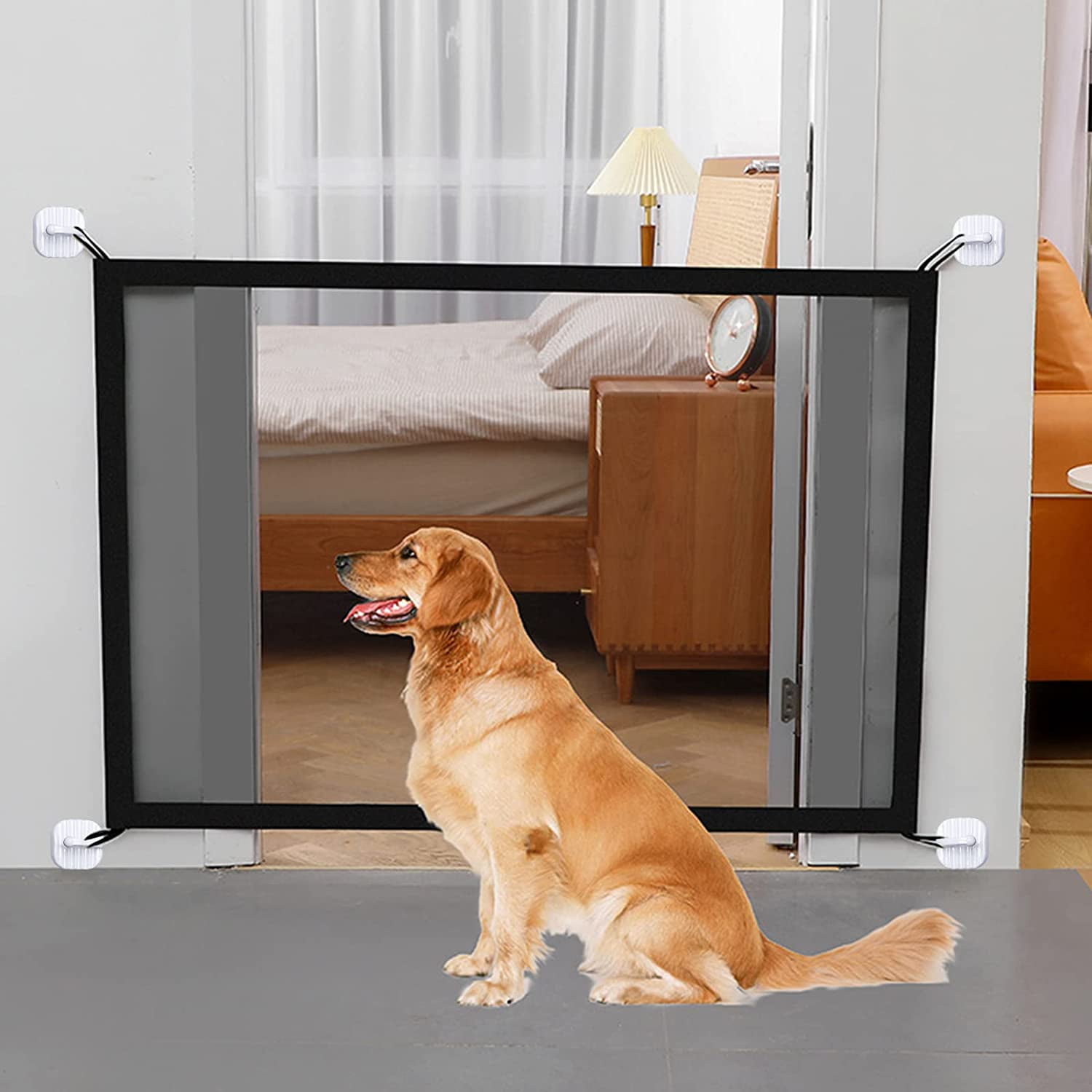 Ghojet Pet Gate,Magic Pet Gate for The House ,Portable Folding Mesh ...