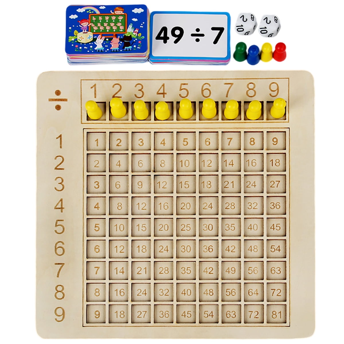 Ghojet Wooden Math Multiplication/Division Board Montessori Children ...
