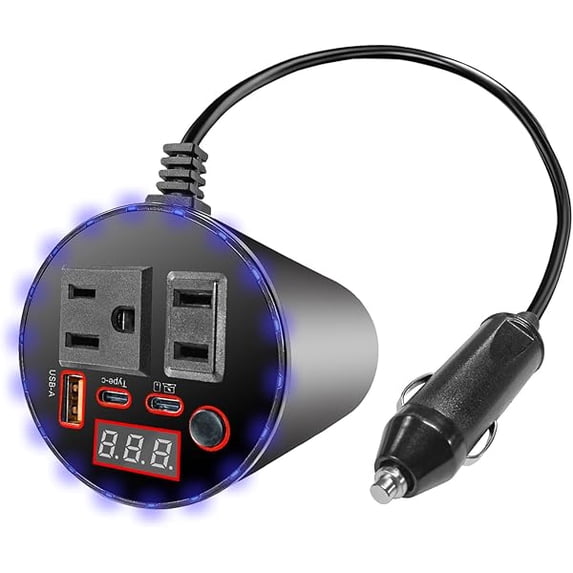 AoVoTo 200W Car Power Inverter, 12V DC to 110V AC Car Plug Adapter ...