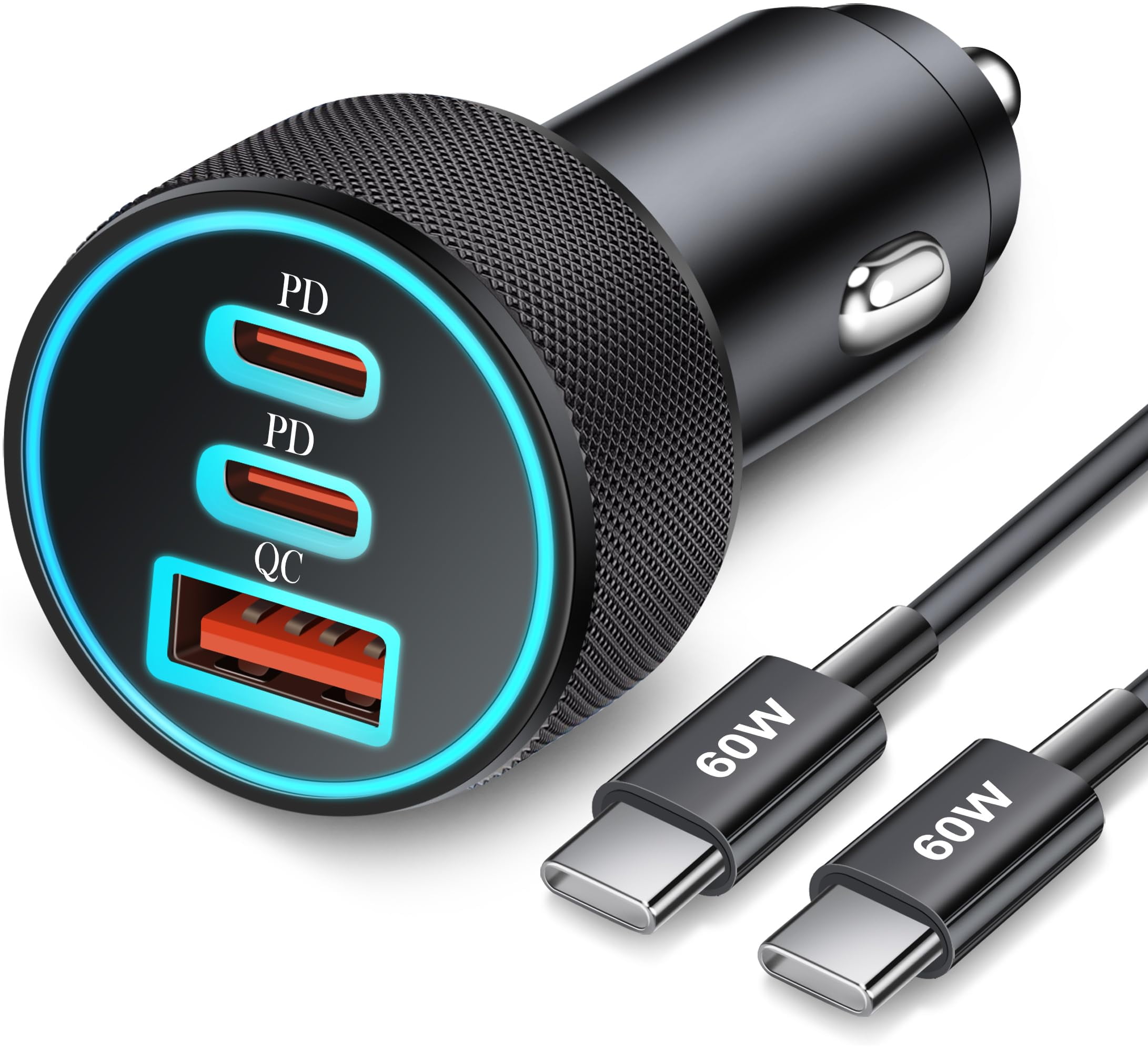 AoWoTo 67W 3-Port Super Fast Type C Car Charger USB C for iPhone 17/Air ...