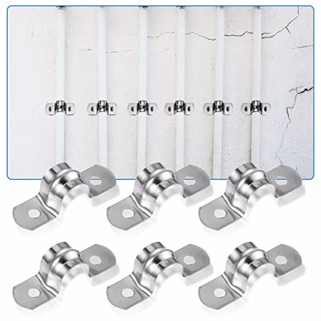 Aoanydony 20 Pieces Stainless Steel Tube Clips Clamp Two Hole Strap ...
