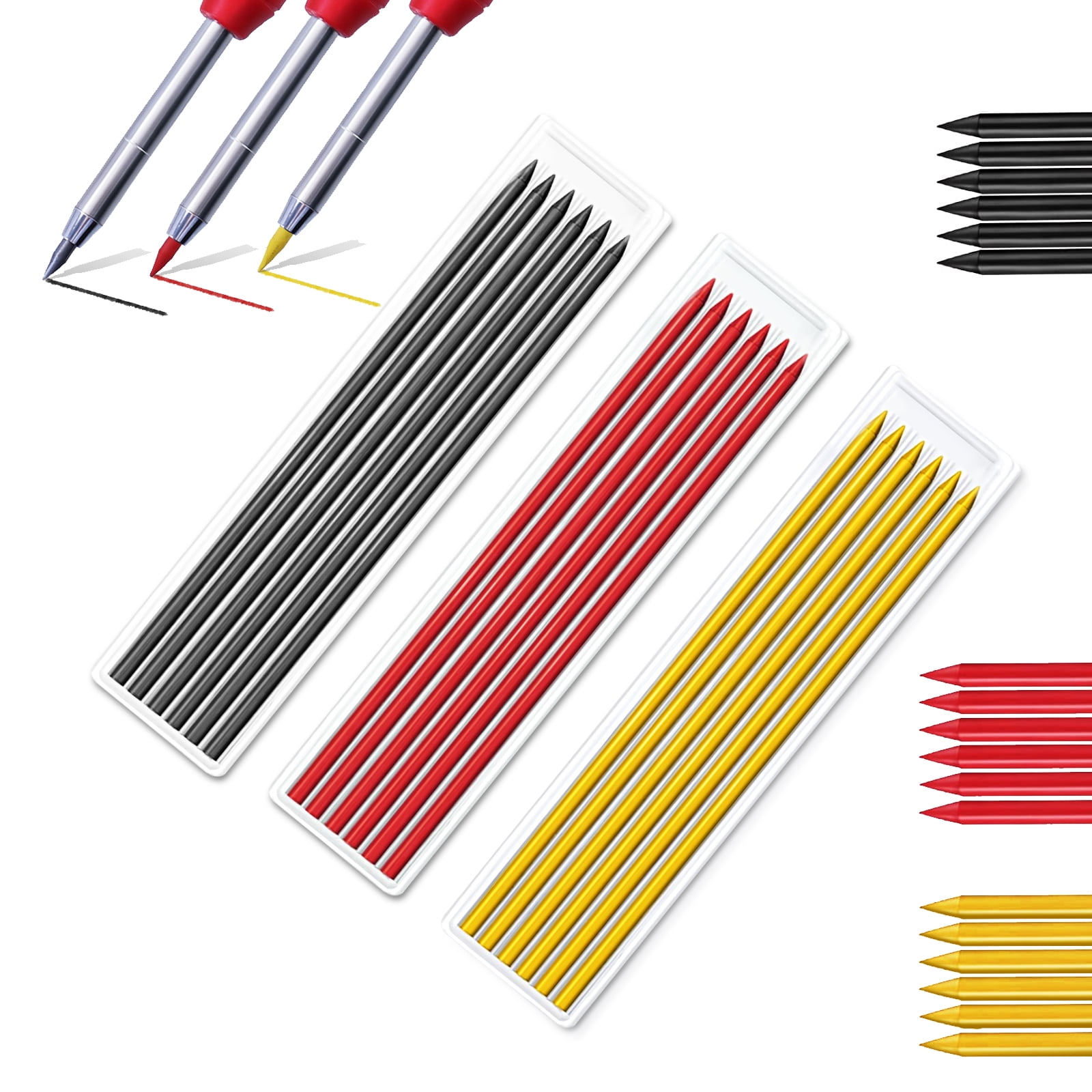 Aoanydony 6 Boxes Carpenter Pencil Set Solid Color Simple Line Drawing ...