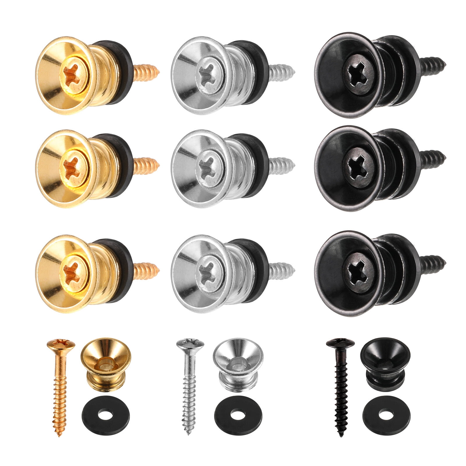 Aoanydony 9 Pieces Acoustic Guitar Bass Ukulele Strap Buttons End Pin ...