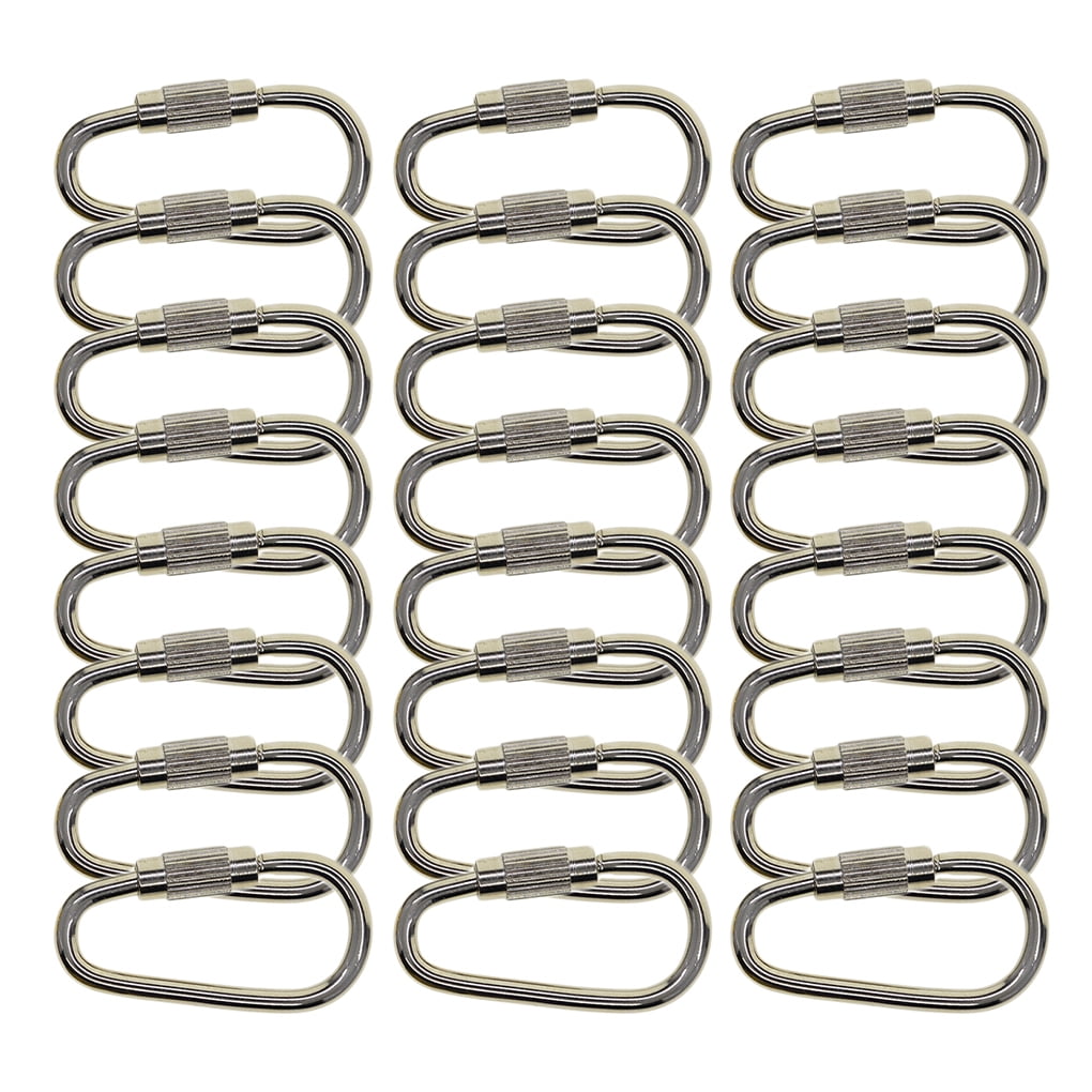 Aoanydony Pack of 24 Metal D Ring Locking Carabiner Keychain Lock Hooks ...
