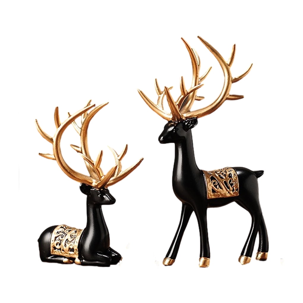 Aoanydony Resin Deer Statues Home Decor With Stunning Reindeer Room ...