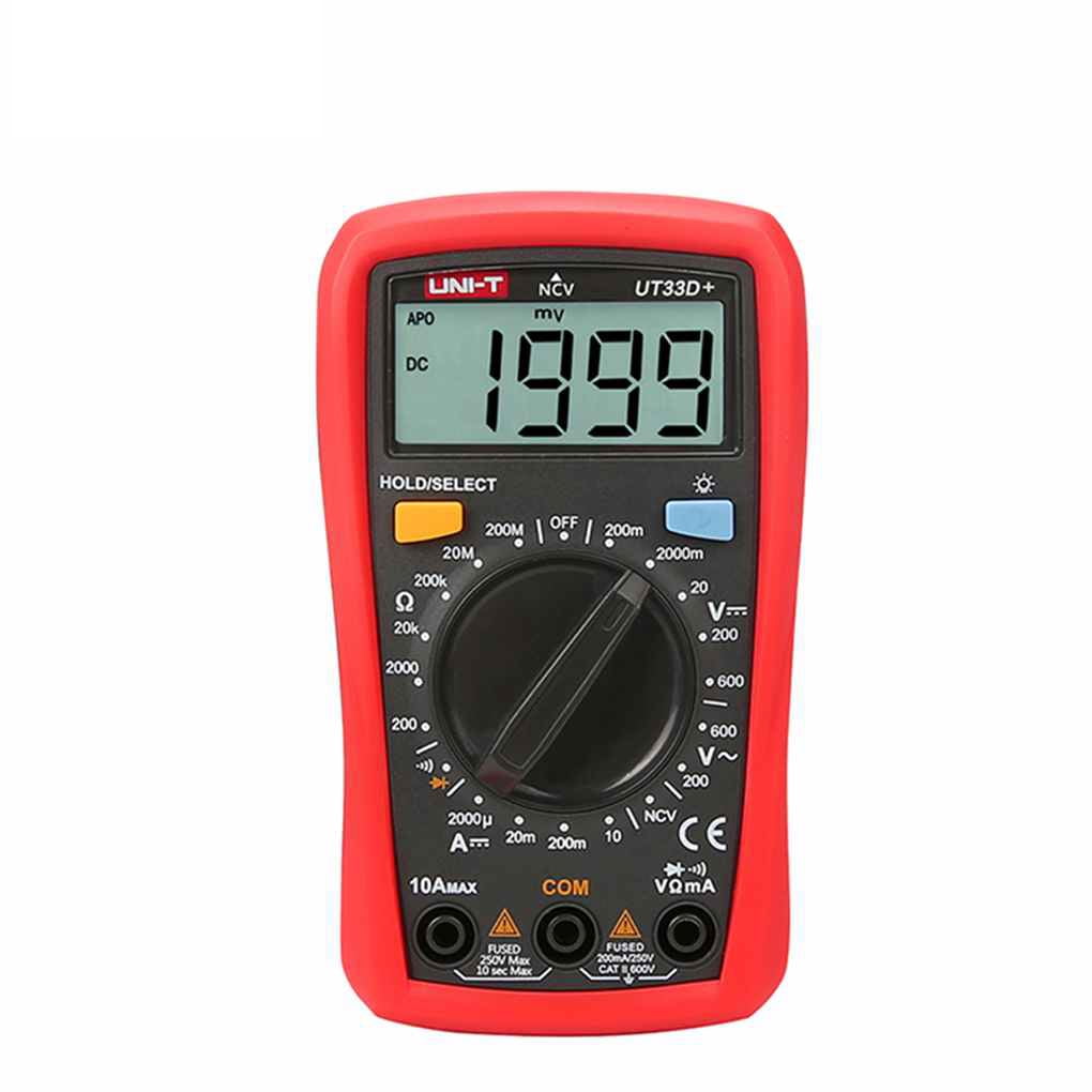 Aoanydony UT33D+ LCD Digital Multimeter NCV Detector for AC DC Voltage ...