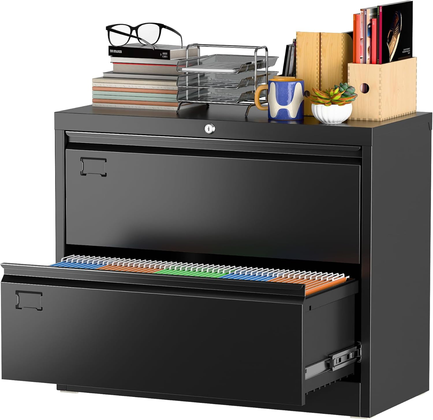 Aobabo 2 Drawer Lateral File Cabinet,Metal Filing Cabinet with Lock ...