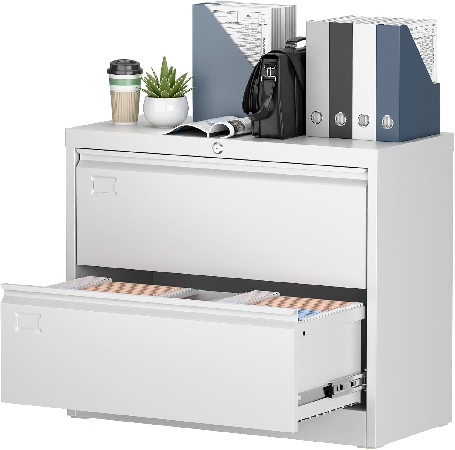 Aobabo 2 Drawer Lateral File Cabinet,Metal Filing Cabinet with Lock ...