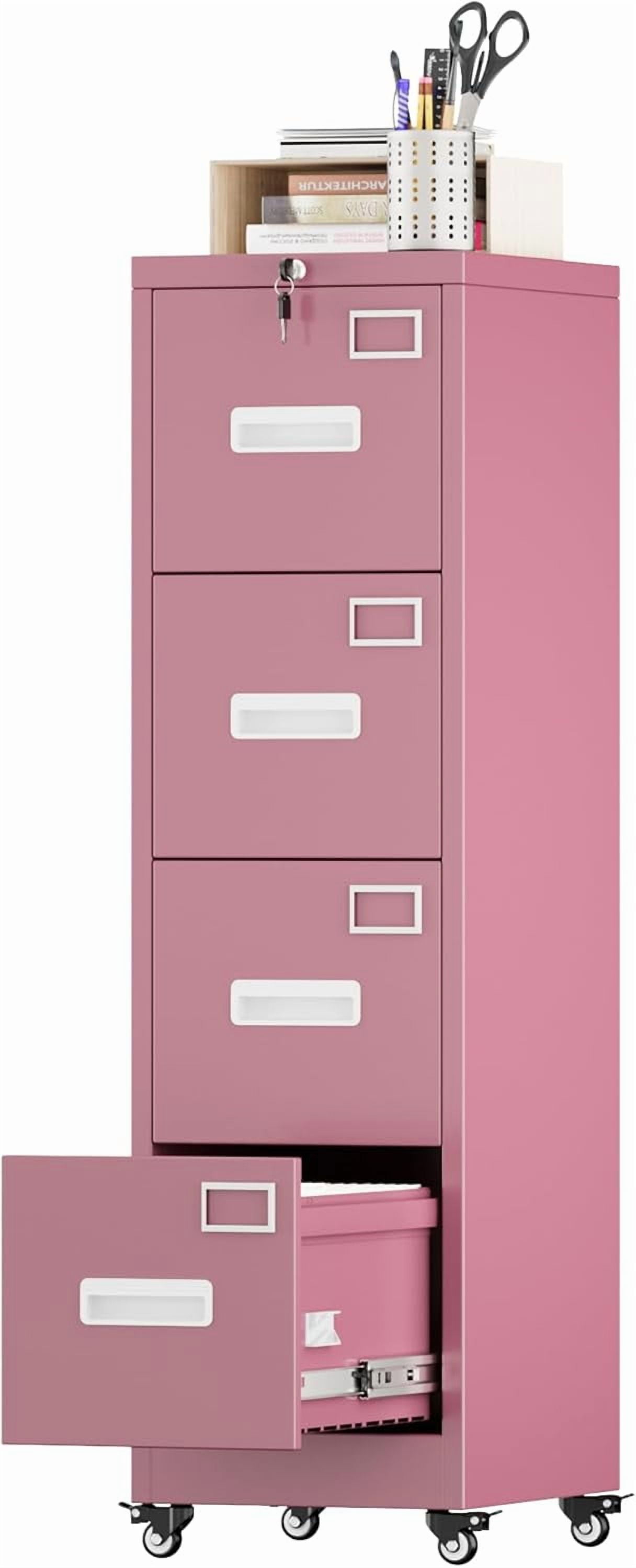 Aobabo 56" H 4 Drawer Moblie Office File Cabinet with Lock, Rolling ...