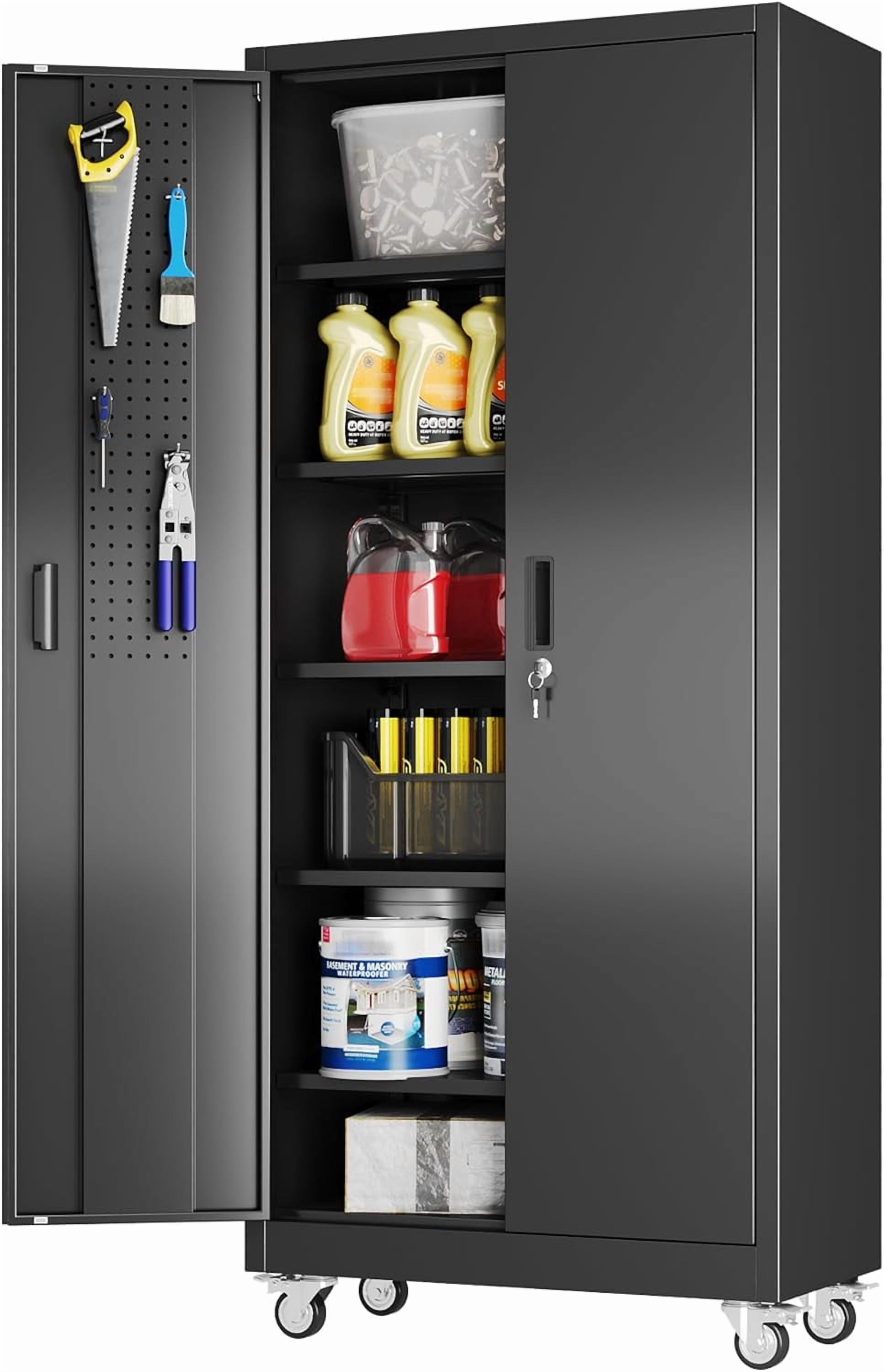 Aobabo 71" H×32" W×16" D Metal Storage Cabinet with Wheels for Garage ...