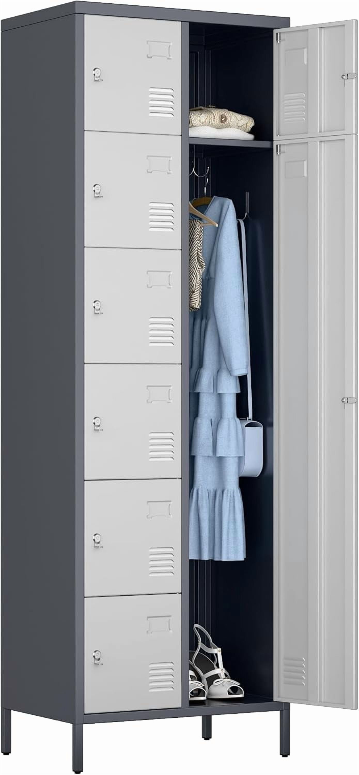 Aobabo 72" H Metal Lockable Storage Locker 7 Small Doors and 1 Big Door ...