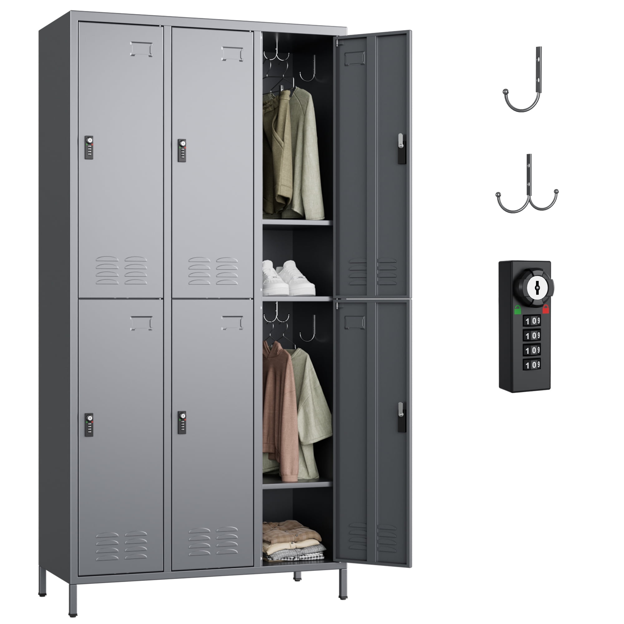 Aobabo Combination Lock Metal Storage Locker for Office Gym Bedroom ...