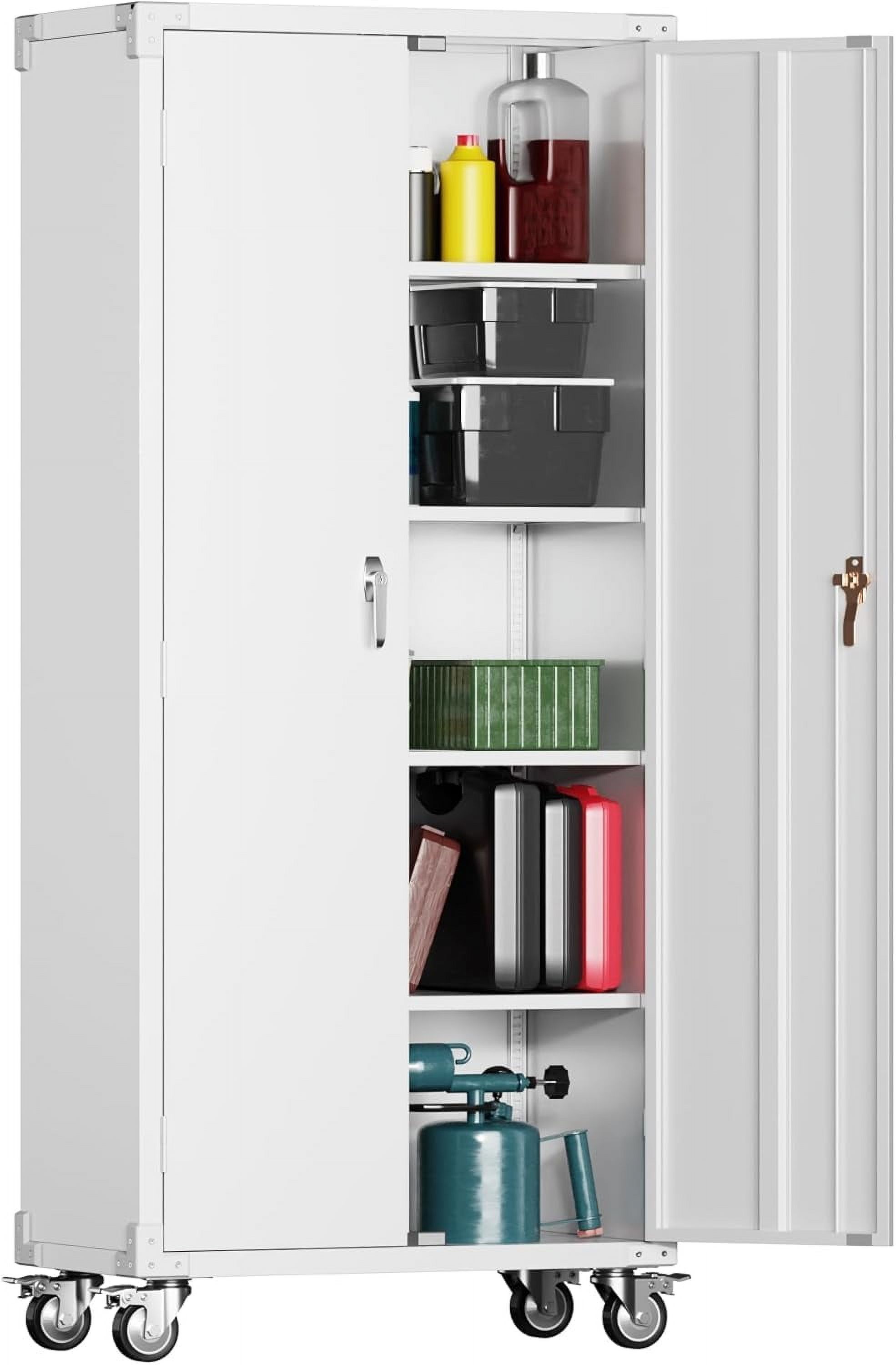 Aobabo Garage Storage Cabinet with Wheels,72" H Metal Storage Cabinet ...