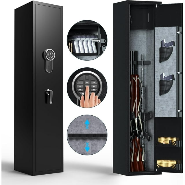 Aobabo Large Rifle Safe, Touch Screen Keypad Long Gun Cabinet, Quick Access 4-5 Gun Storage ...