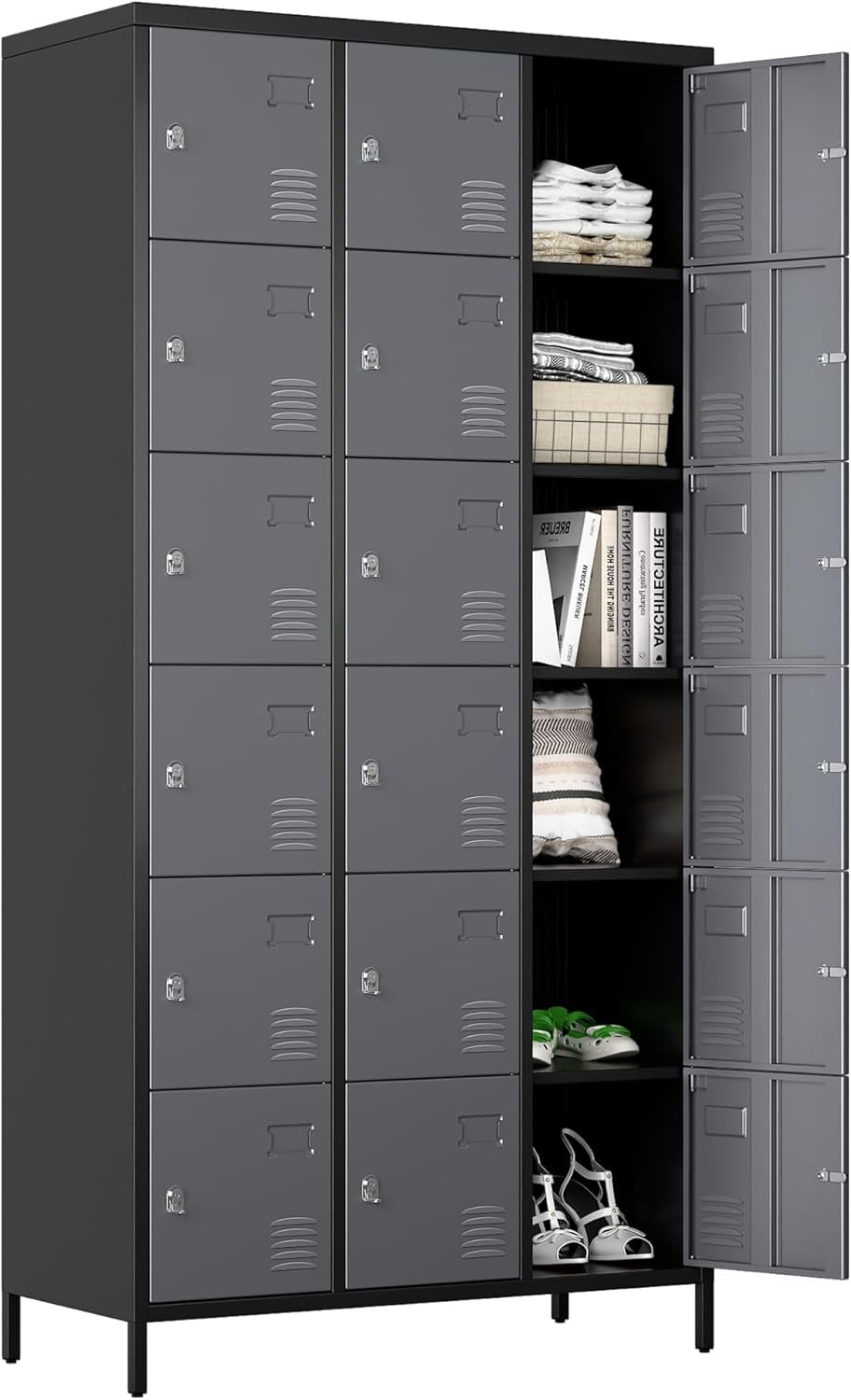Aobabo Metal 18 Doors Steel Storage Locker for Employees, Lockers for ...