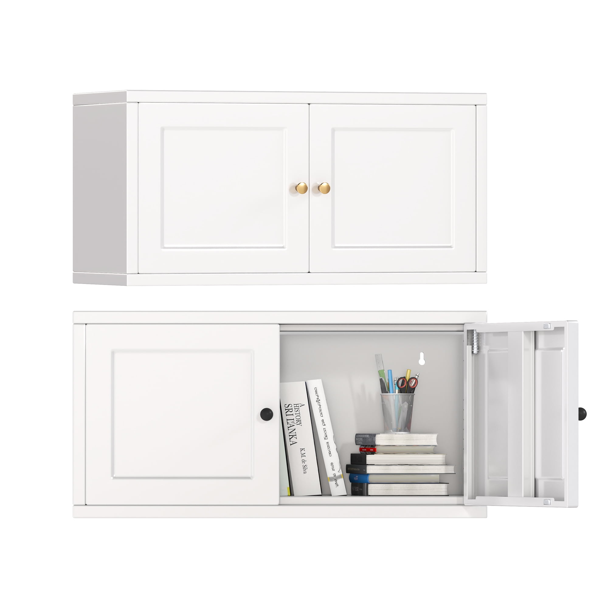 Gymax Bathroom Wall Mount Storage Cabinet Single Door w/Height ...