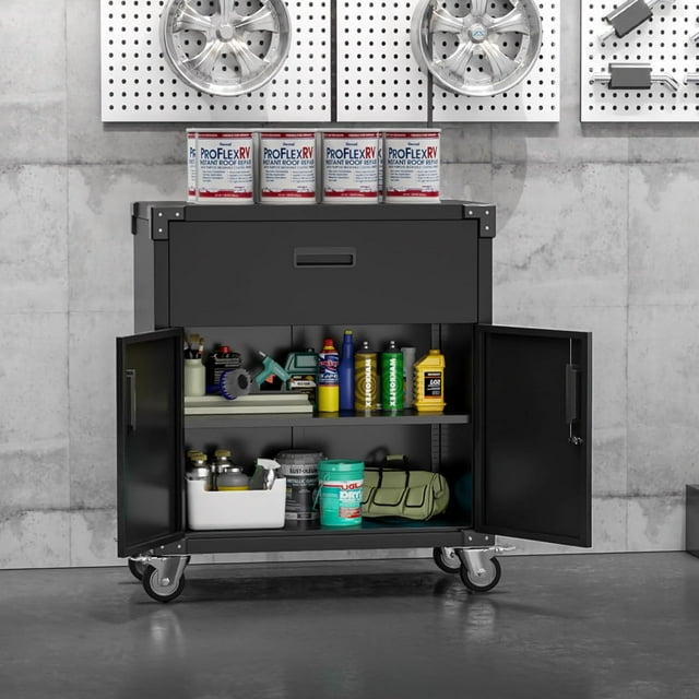 Aobabo Metal Garage Storage Cabinet with Wheels,Steel Storage Cabinet ...