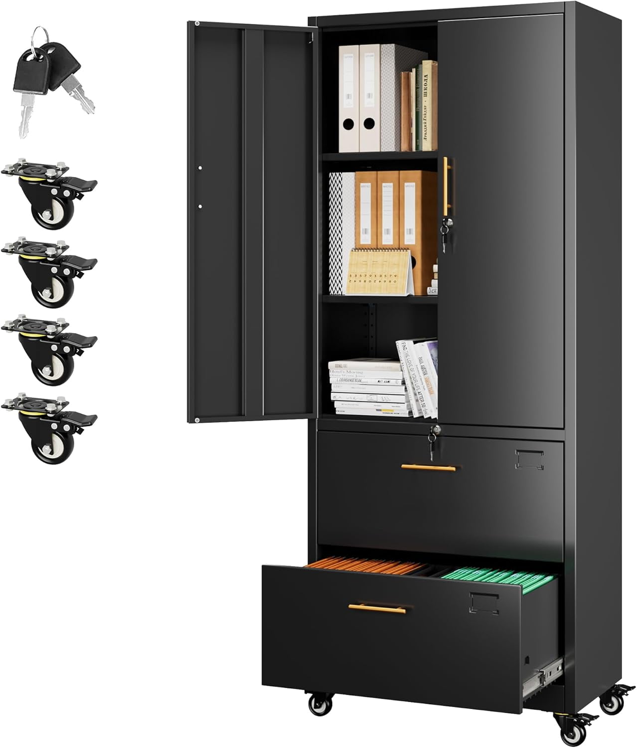 Aobabo Metal Lateral File Storage Cabinet with Adjustable Shelf ...